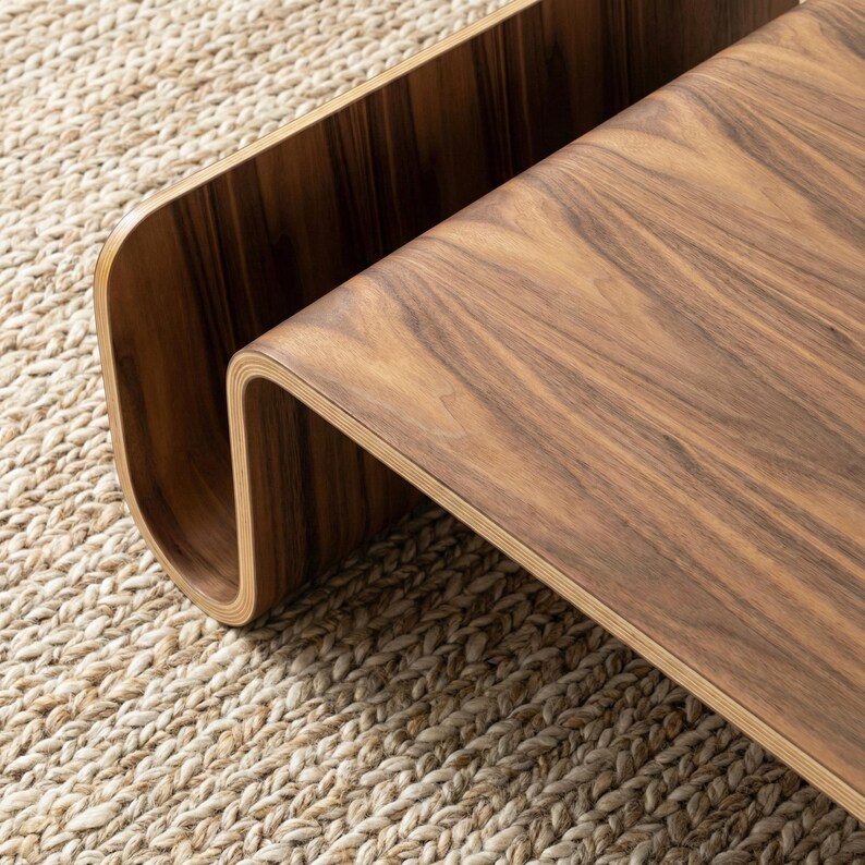 Mid Century Modern Bentwood Coffee Table | Curved Low Profile Walnut ...