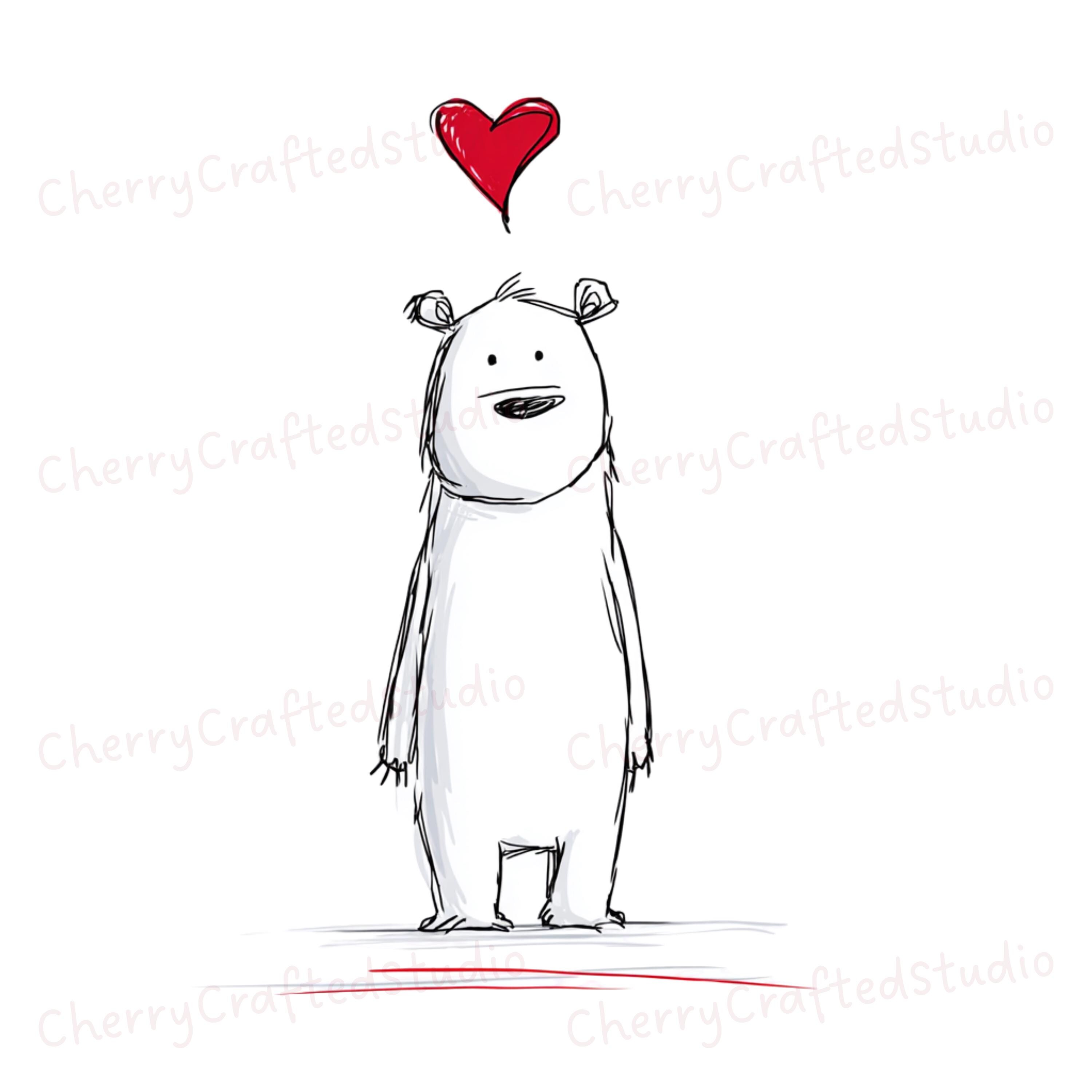 34 Quirky Animal Love Clipart PNG Set, Whimsical Hand Drawn Valentine ...