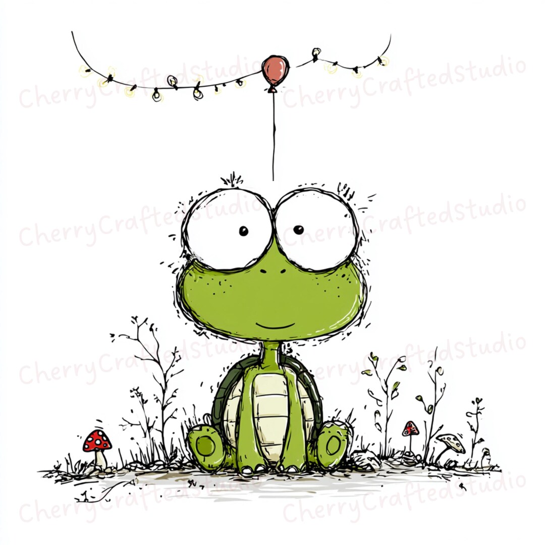 36 JPG Quirky Sea Turtle Clipart Set, Whimsical Quirky Hand Drawn ...