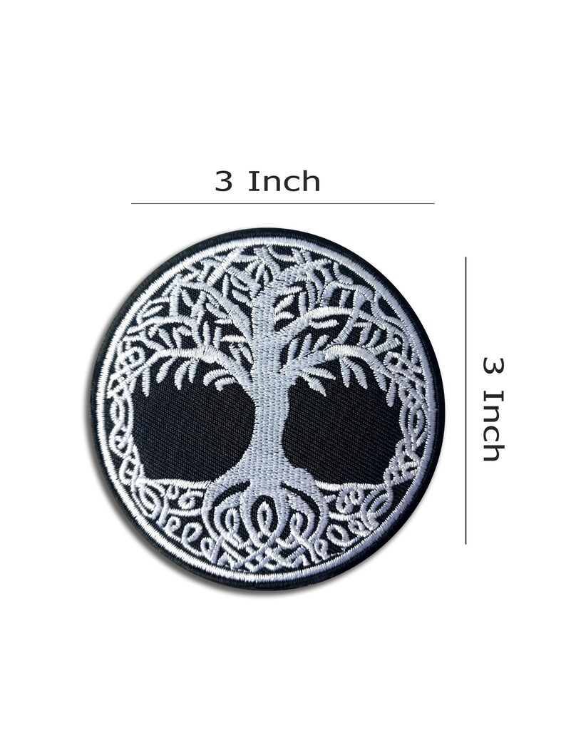 Embroidered Patch - White Tree of Life-round, 3 Inches - Velcro Backing ...