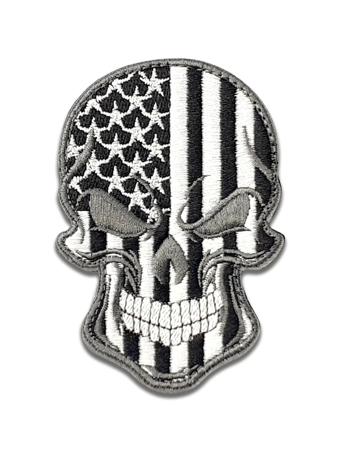 Embroidered Patch - Skull USA Black-white, 2×3,5 Inches - Velcro ...