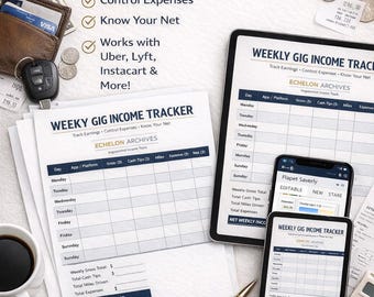Weekly Gig Income Tracker | Printable & Editable Canva Planner | Uber ...