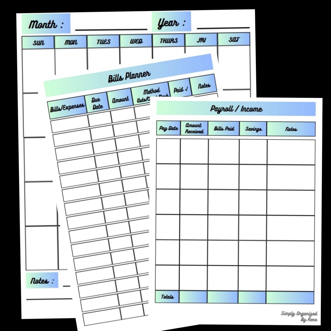 Bills Planner Printable | Monthly Bill Tracker | Budget & Expense ...