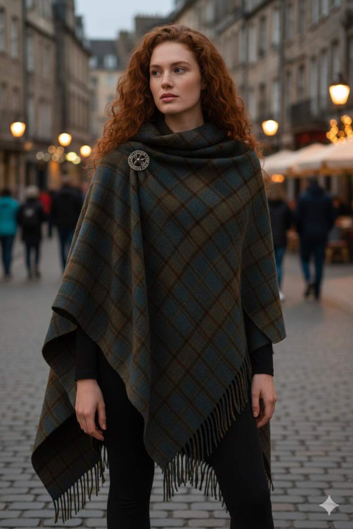 Scottish Tartan Ruana Wool Cape Shawl Handmade Women's Highlander Ruana ...