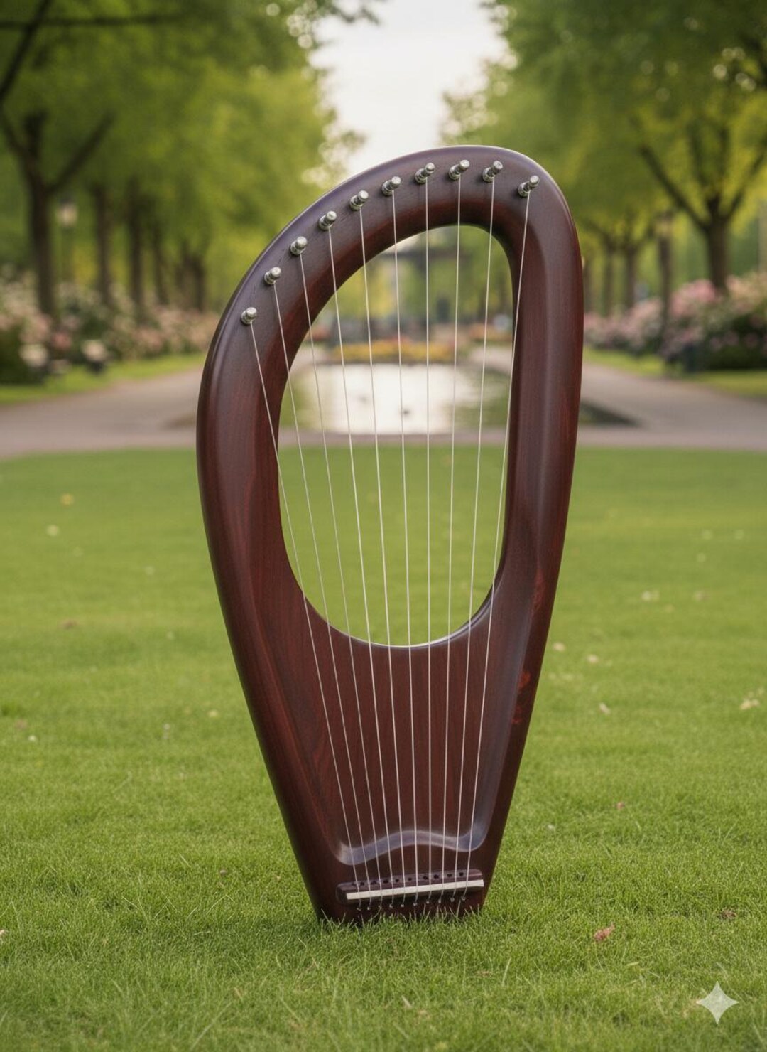 Brown Rosewood Lyre Harp Handmade 10 Metal Strings Lyre With Free ...