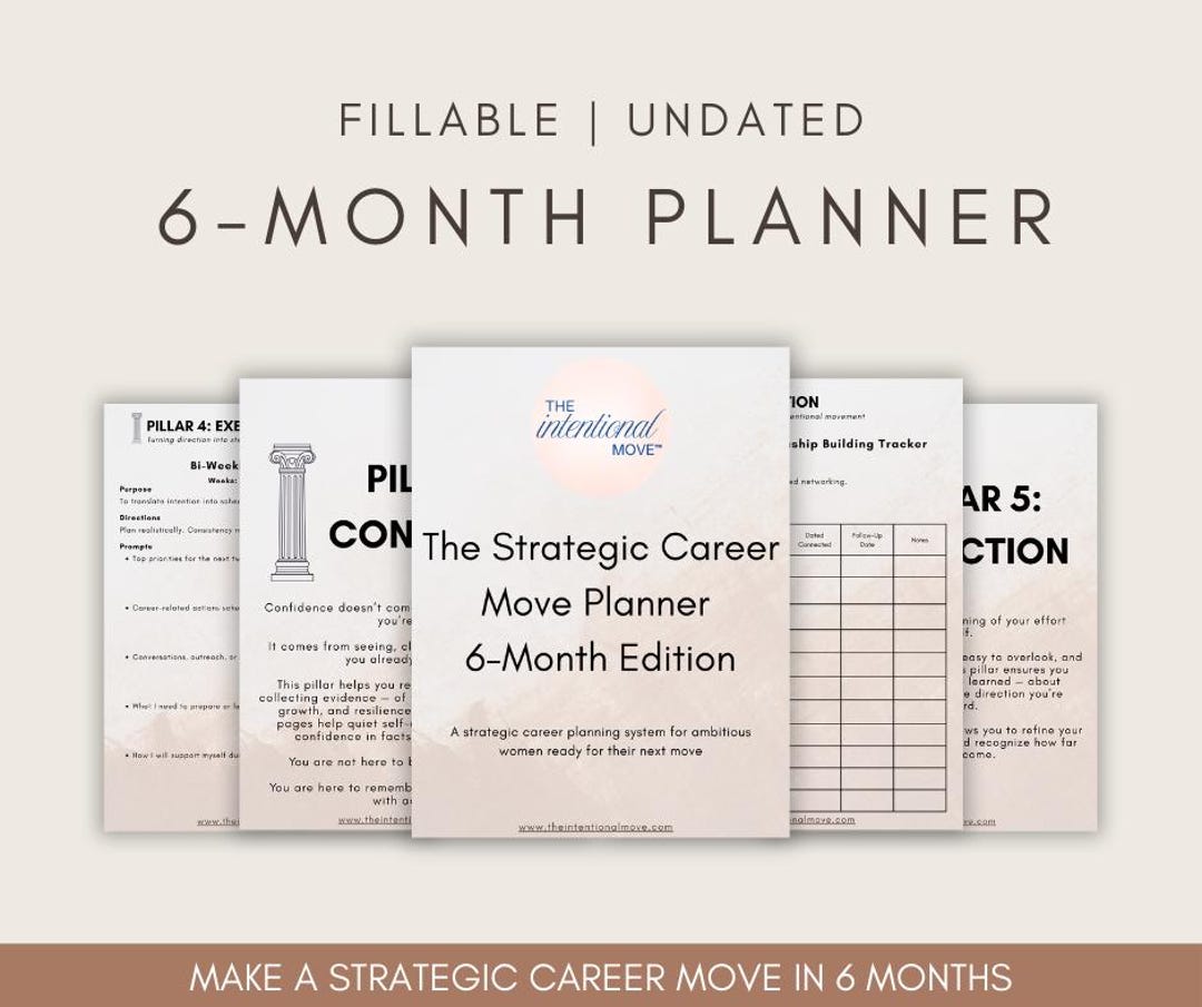6-month Career Planner for Women | Intentional Career Move | Digital ...