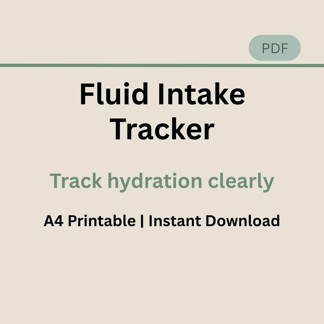 Fluid Intake Tracker Printable Hydration Log Sheet Patient Fluid