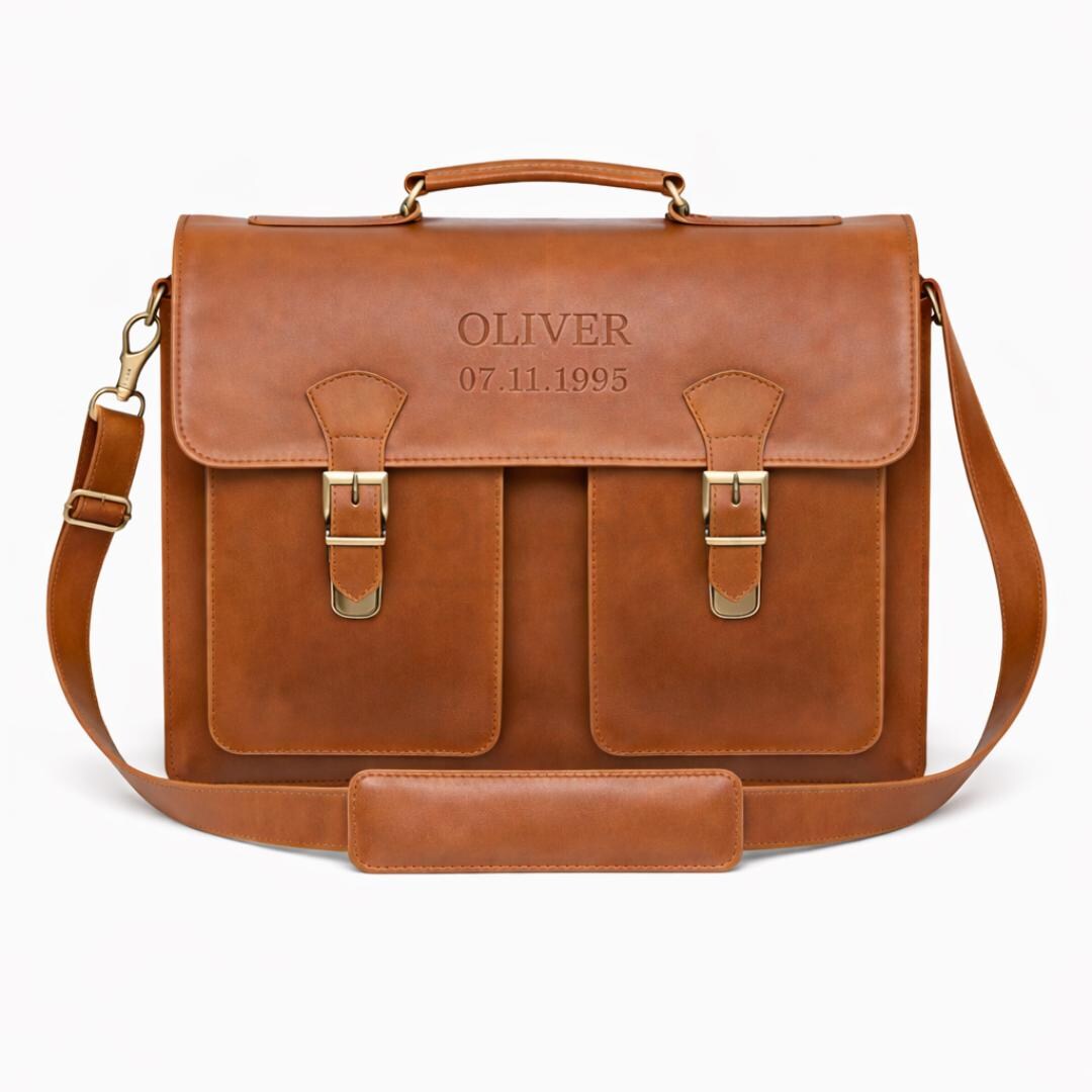 Personalized Leather Briefcase - Mens Leather Laptop Bag - Custom ...