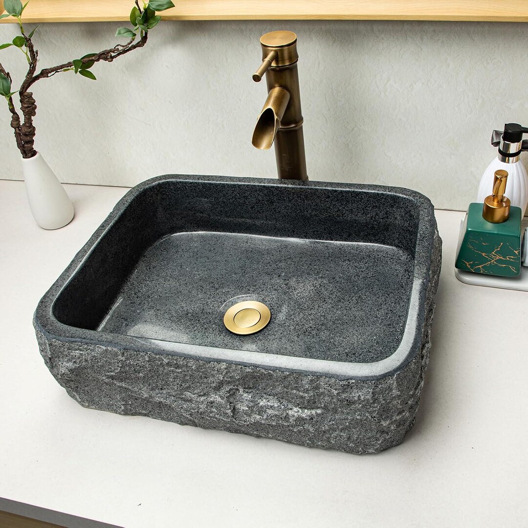 Handcrafted Basalt Stone Sink | Rectangular Vessel Basin - Etsy