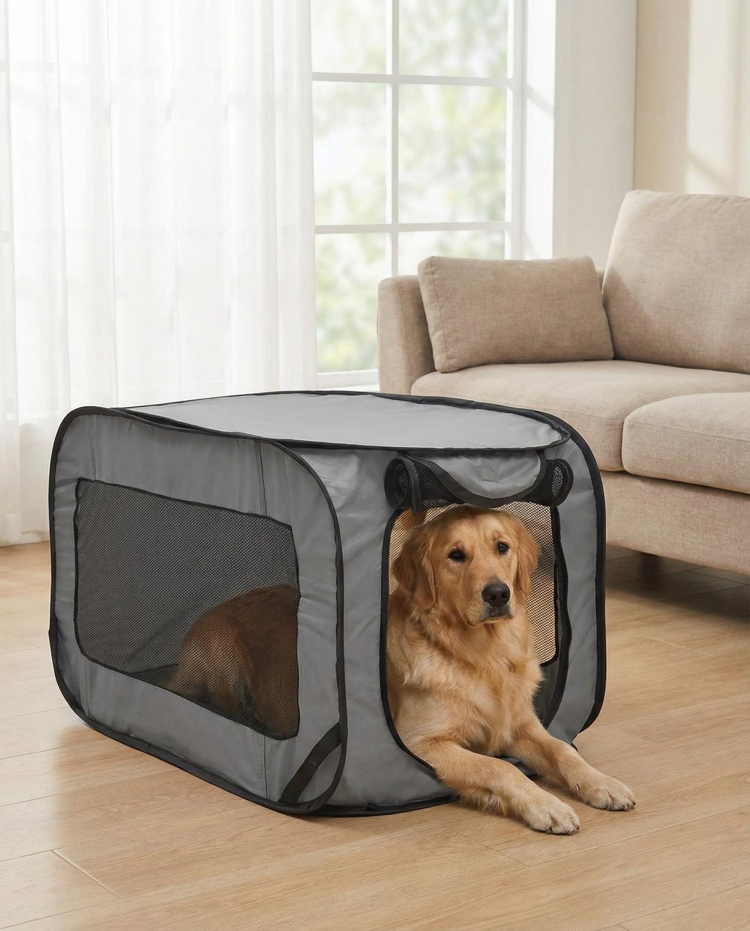 Foldable Dog Travel Crate – Pop up Dog Carrier Tent With Mesh Zipper ...