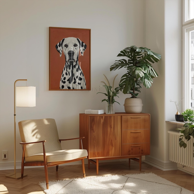 Dalmatian Dog Portrait | Terracotta Textured Palette Knife Pet Wall Art ...