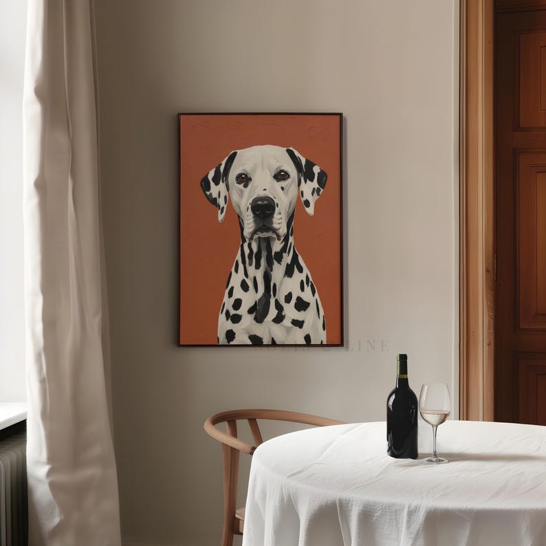 Dalmatian Dog Portrait | Terracotta Textured Palette Knife Pet Wall Art ...