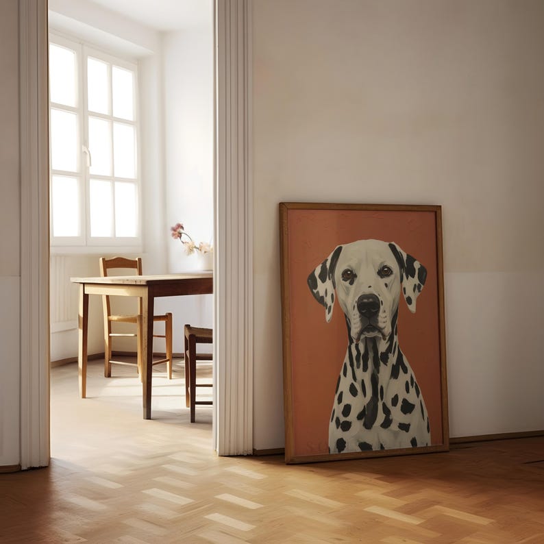 Dalmatian Dog Portrait | Terracotta Textured Palette Knife Pet Wall Art ...