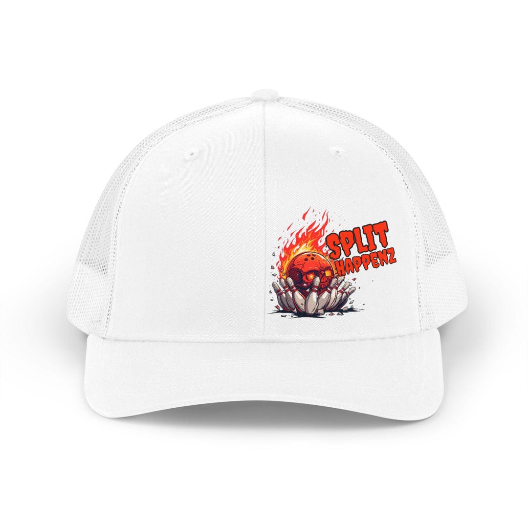 Split Campfire Trucker Hat | Retro Flame Skull Logo - Etsy