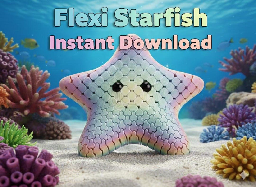 Flexi Starfish Star Fidget STL/3MF File 3D Printable Ocean Flexi Desk ...