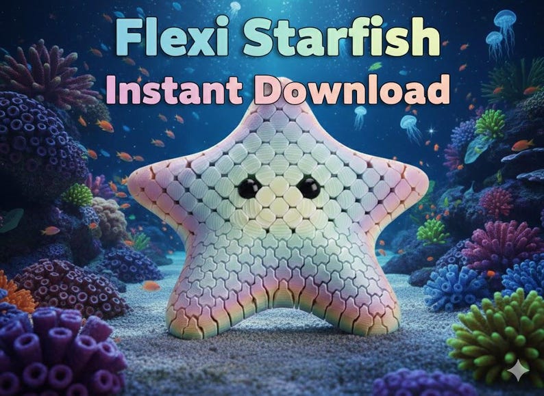 Flexi Starfish Star Fidget STL/3MF File 3D Printable Ocean Flexi Desk ...