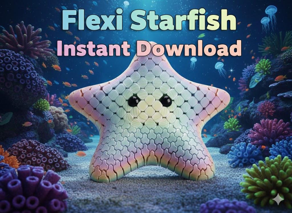 Flexi Starfish Star Fidget STL/3MF File 3D Printable Ocean Flexi Desk ...