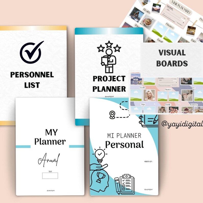 Digital Planner A4 Printable Bundle , Annual, Monthly, Project & Kanban ...