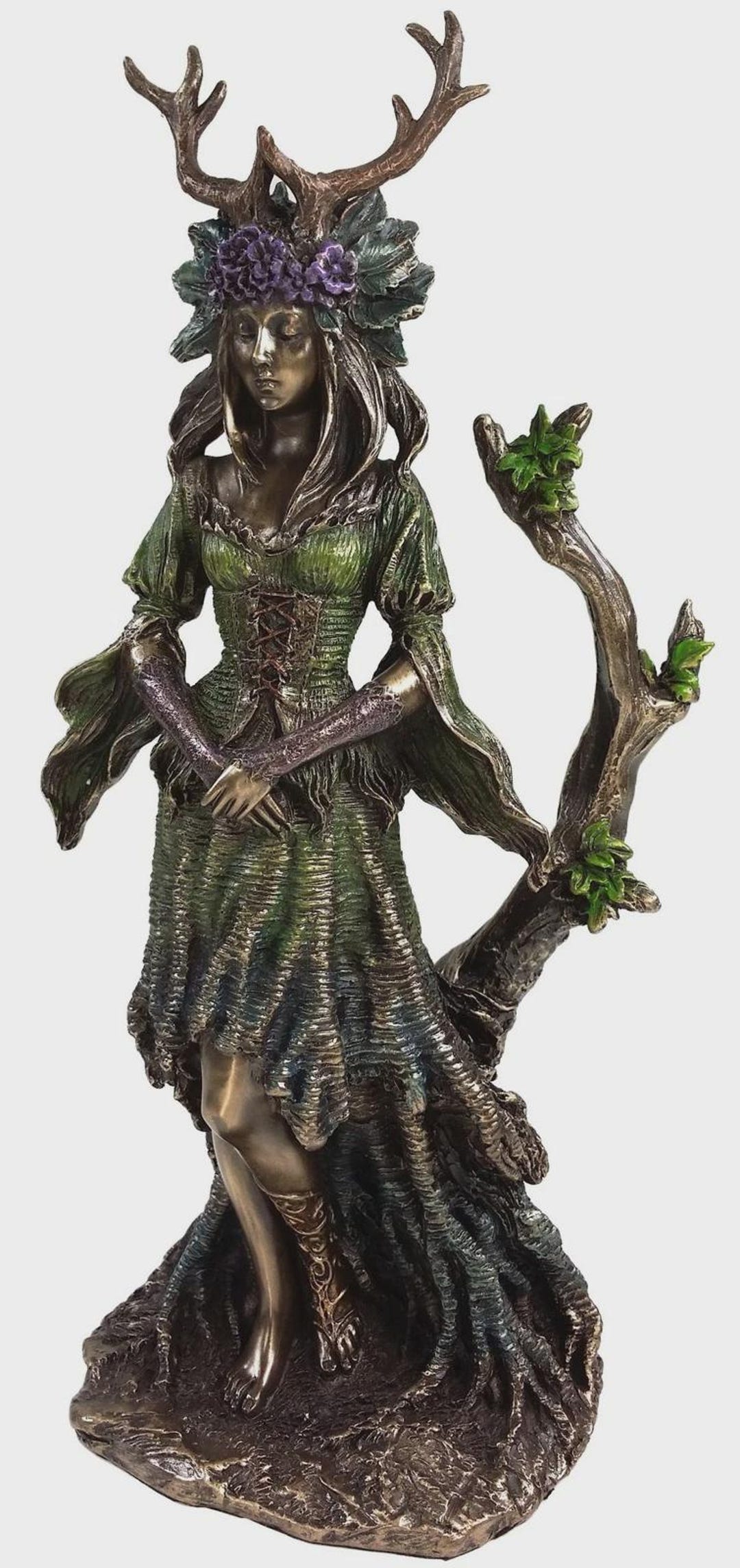 10" Antlered Guardian Goddess of the Trees Viking Statue Bronze Finish ...