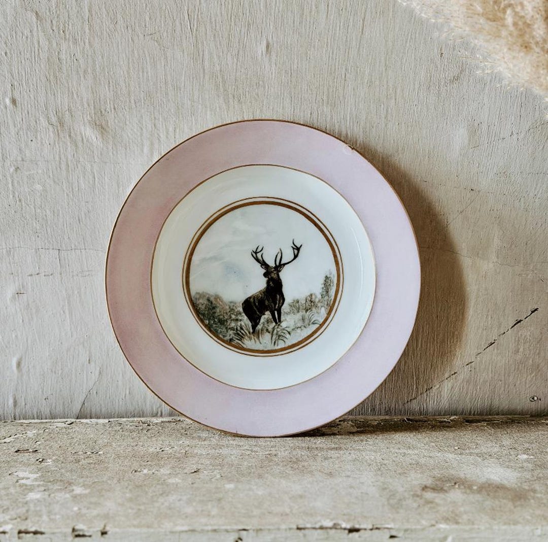 Vintage Blush Stag Plate - Etsy