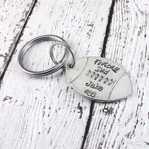 Football Dad Keychain - Custom Hand Stamped Pewter Keychain - Football ...