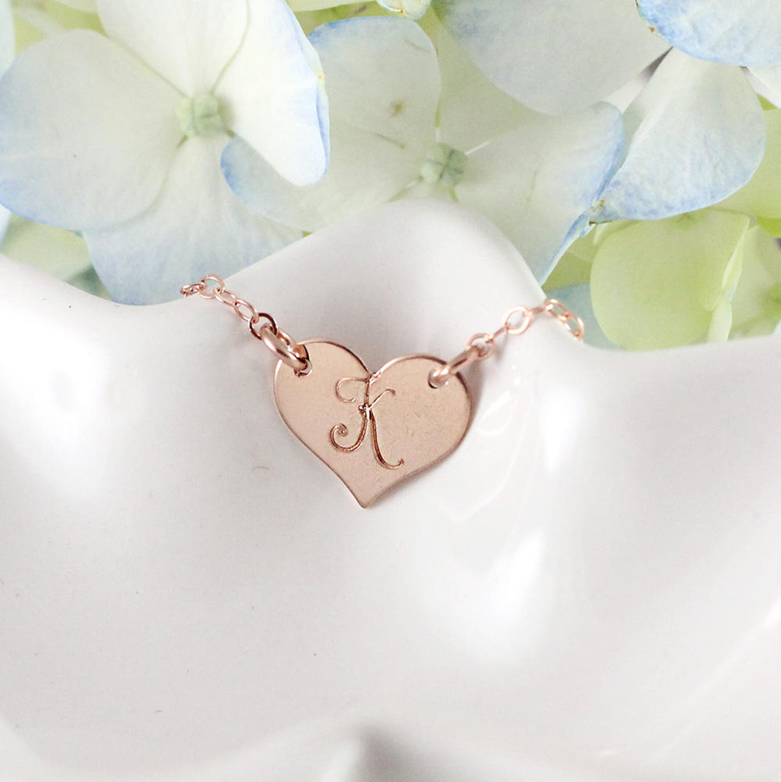 Rose Gold Initial Necklace 14K Rose Gold Filled Jewelry - Etsy