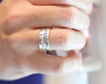 Mothers Rings Stackable Rings Name Rings Sterling Silver Personalized ...