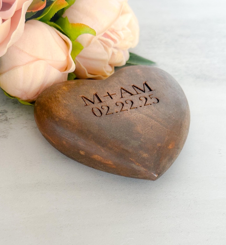 Personalized Mango Wood Heart – Engraved Anniversary Gift, Custom Decor ...