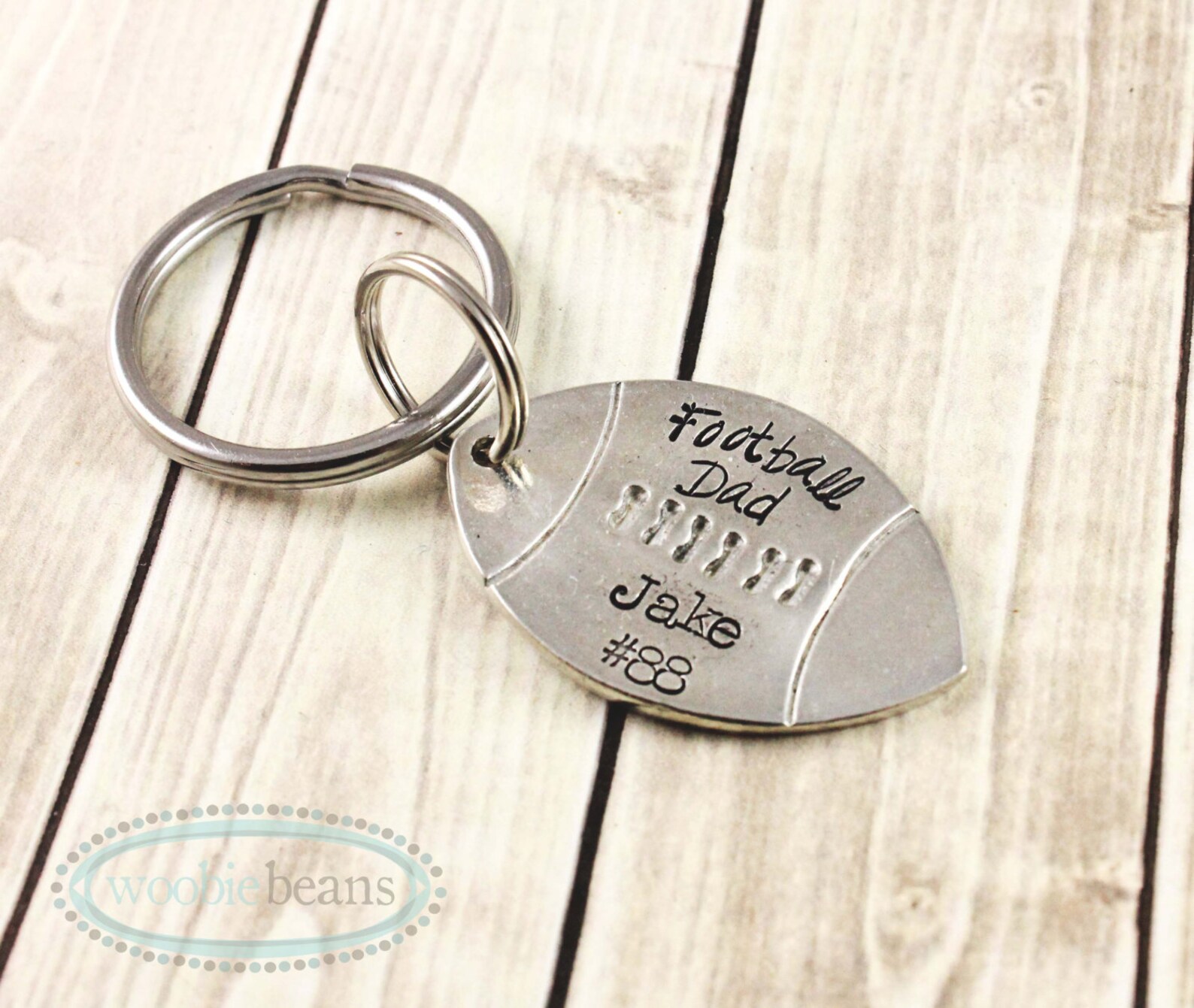 Football Dad Keychain Custom Hand Stamped Pewter Keychain - Etsy