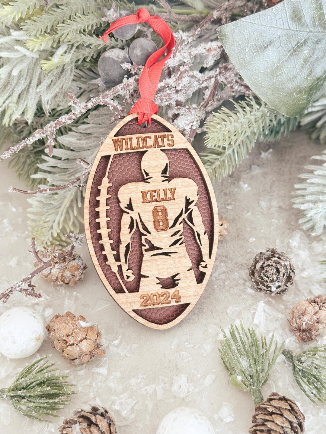 2025 Christmas Ornament - Football Ornament - Personalized Wood ...