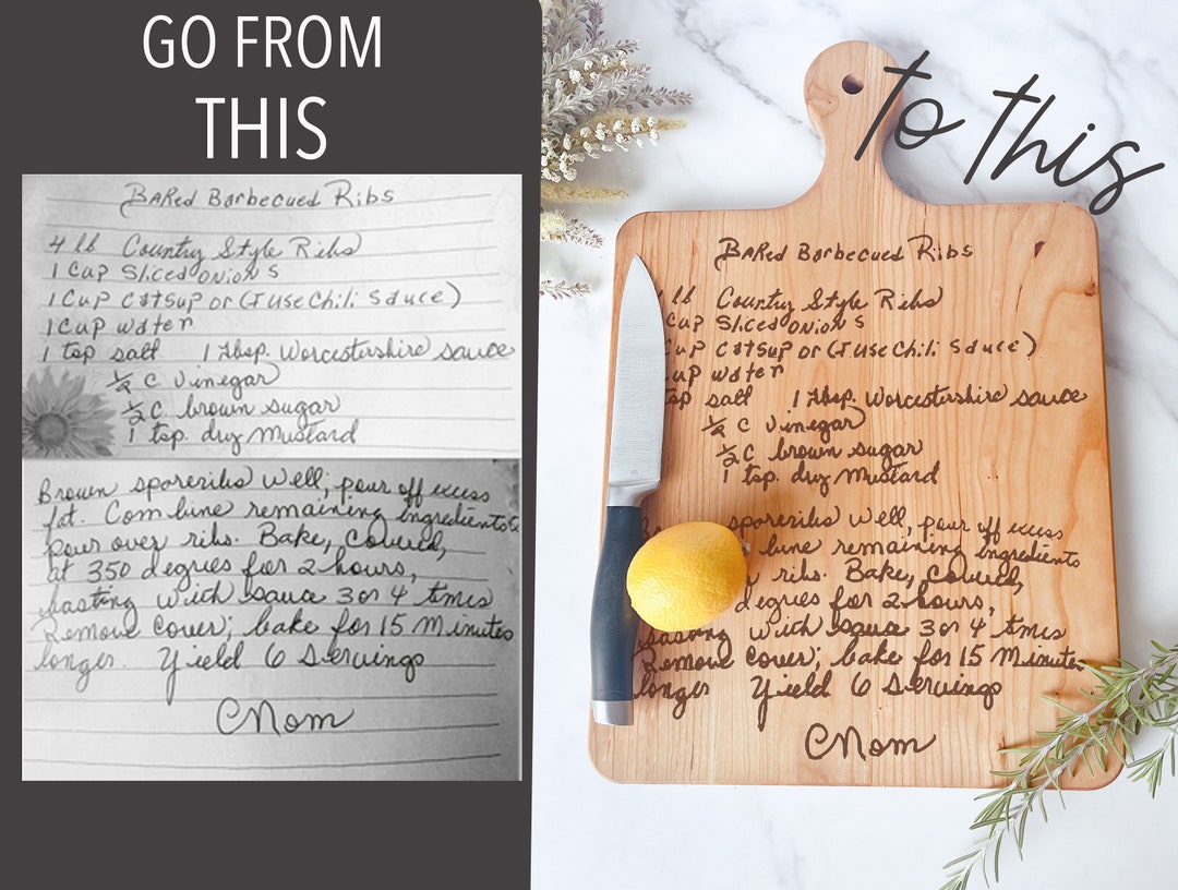 Handwritten Recipe Cutting Board – Custom Engraved Wood Heirloom - Etsy