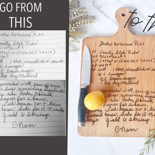 Handwritten Recipe Cutting Board Custom Charcuterie Board - Etsy