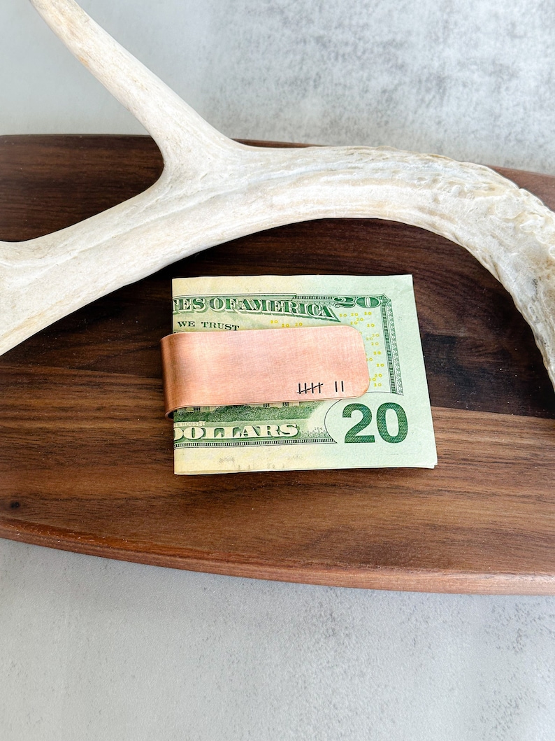 Personalized Copper Money Clip, 7th Anniversary Gift, Rustic Tally ...