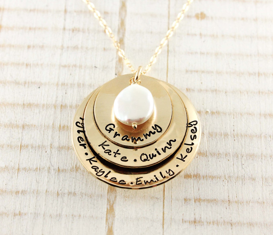 Personalized Hand Stamped Gold Filled Mother's or Grandmother's Name ...