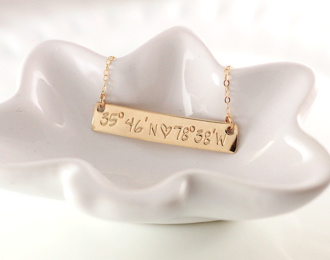Horizontal Gold Bar Necklace Coordinates Necklace - Etsy