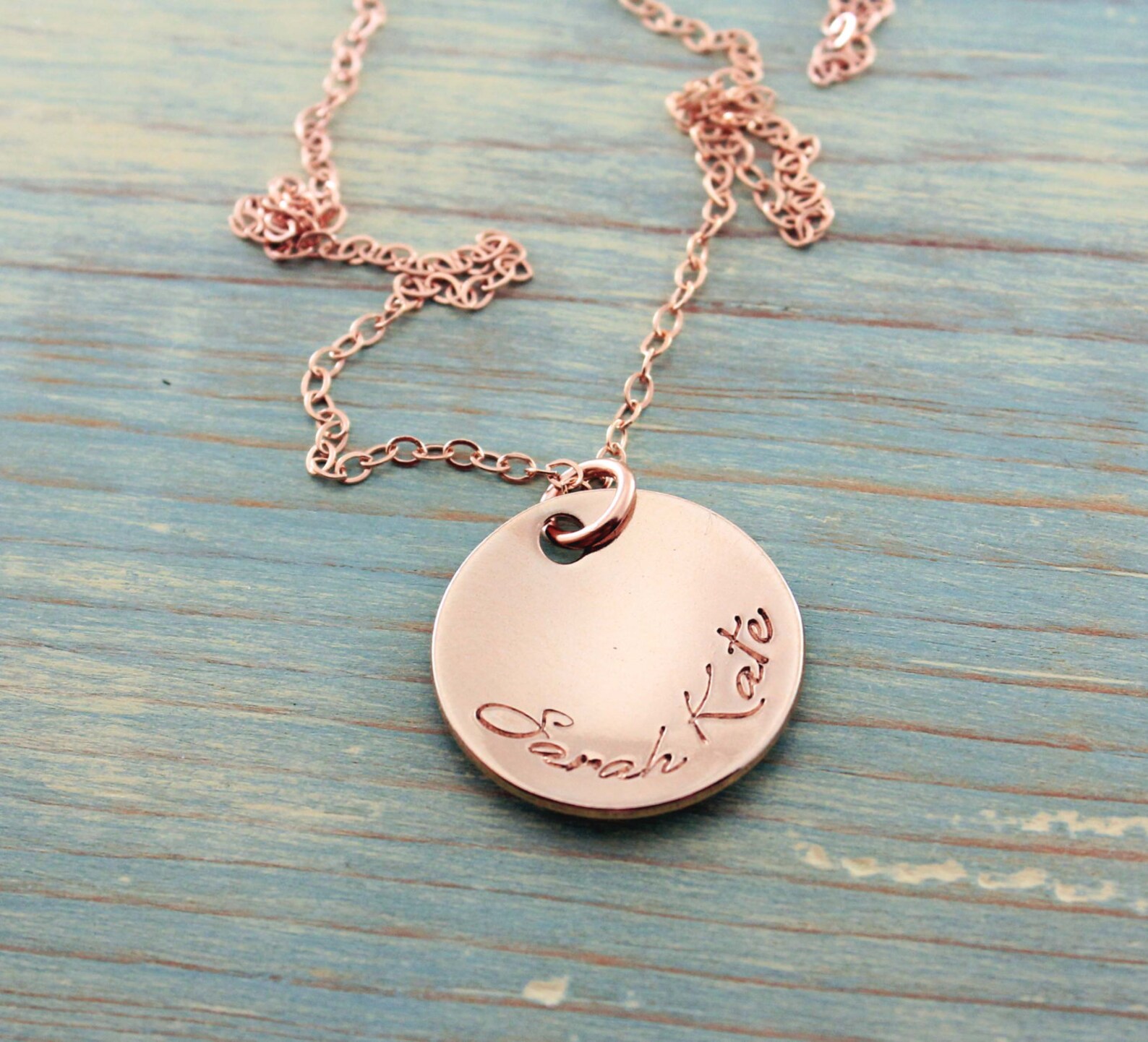 Rose Gold Necklace Personalized Jewelry Hand Stamped - Etsy