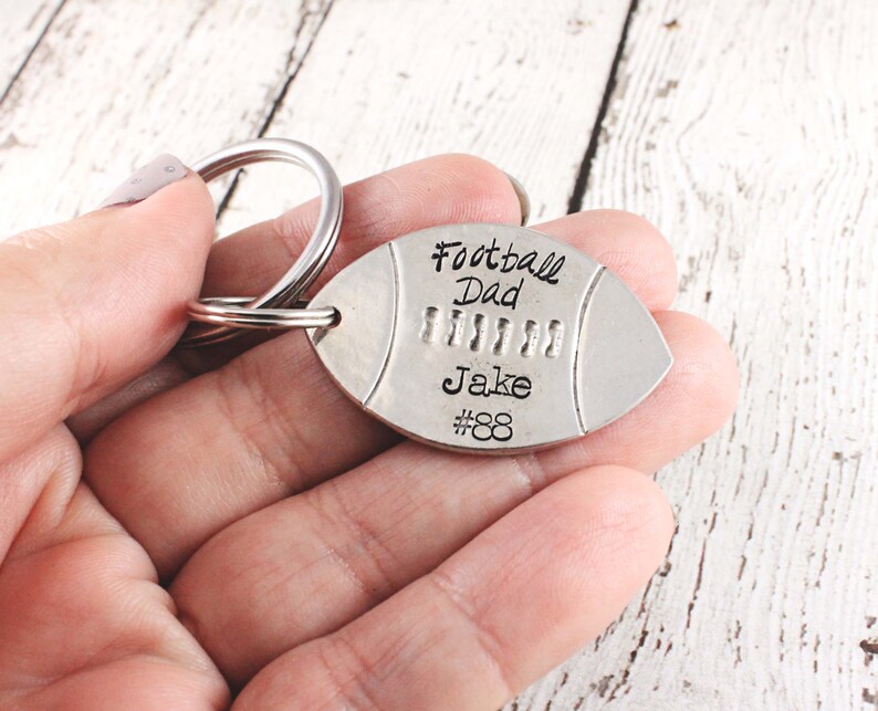 Football Dad Keychain Custom Hand Stamped Pewter Keychain - Etsy