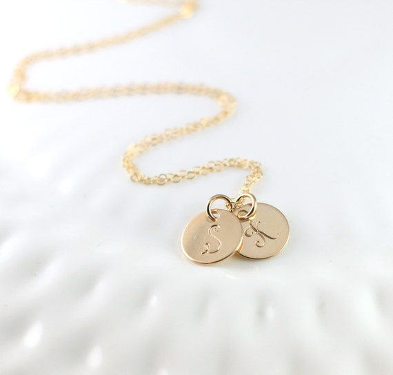 Gold Initial Necklace 14K Gold Filled Personalized Hand Stamped Jewelry Bridesmaid Gift Mom Necklace Trendy Jewelry Best Friend