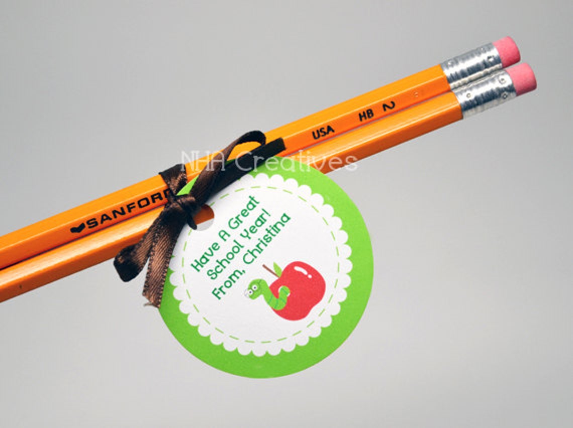 Personalized Back to School Themed Gift Tag Bookworm - Etsy