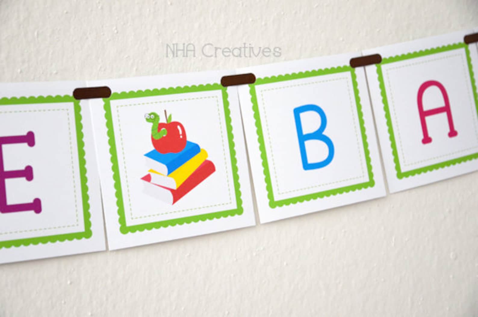 Welcome Back to School Banner Bookworm DIY Printable - Etsy