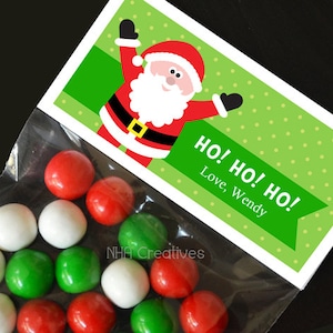 Personalized Christmas Santa Treat Bag Topper DIY Printable Digital ...