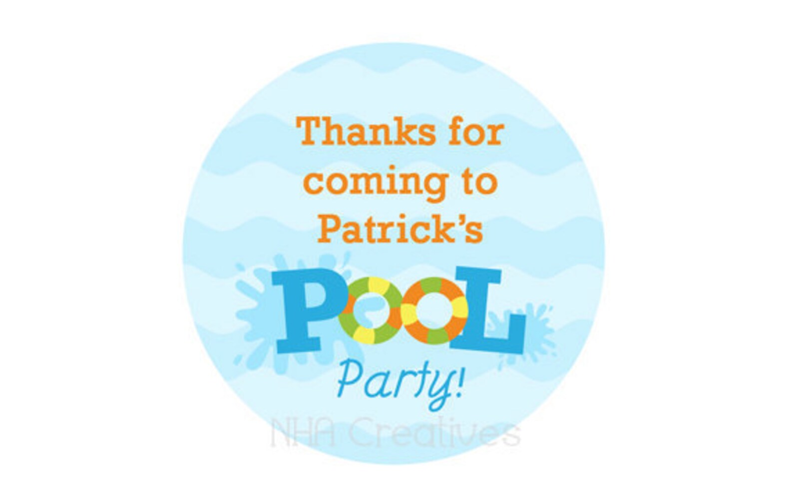Personalized Pool Party Favor Tag - Personalized DIY Printable Digital ...