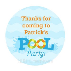 Personalized Pool Party Favor Tag - Personalized DIY Printable Digital ...