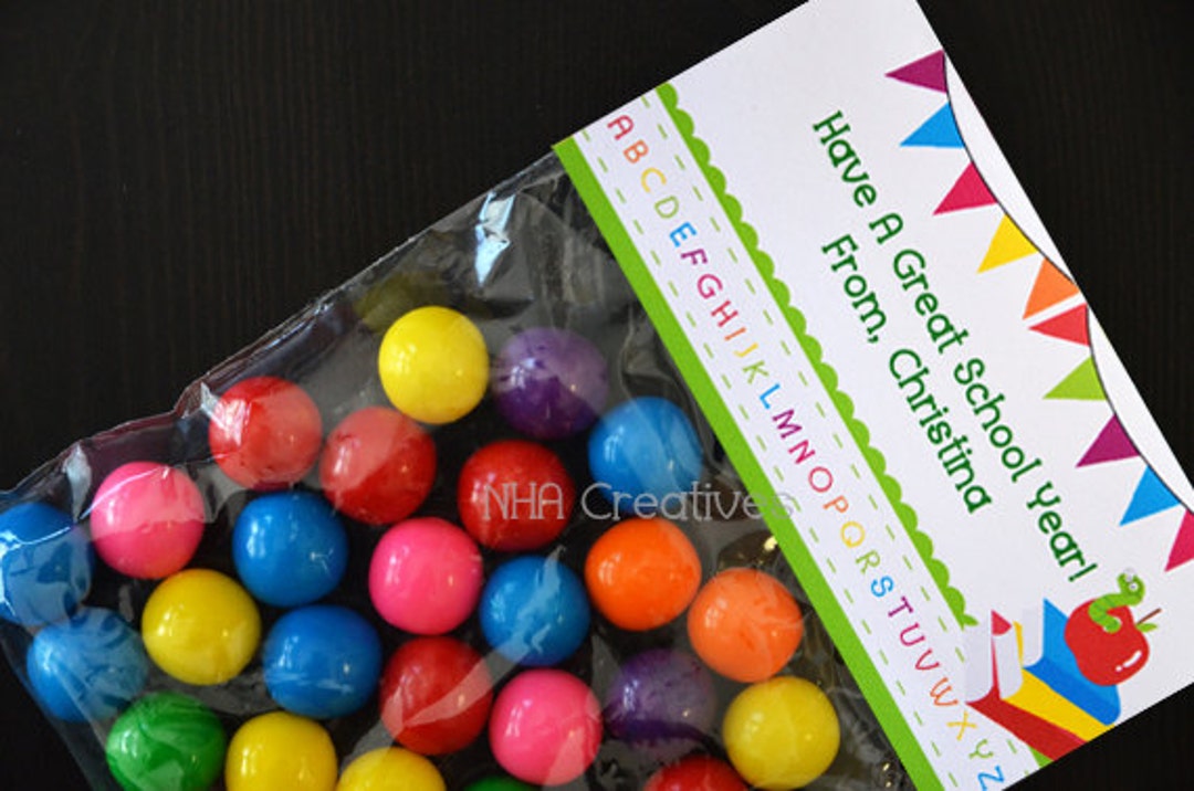 Personalized Back to School Themed Treat Bag Topper - Bookworm - DIY ...