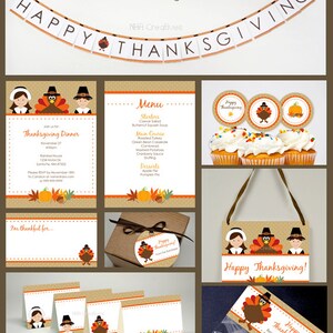Thanksgiving Place Cards - Pilgrims and Turkey- DIY Printable Digital ...