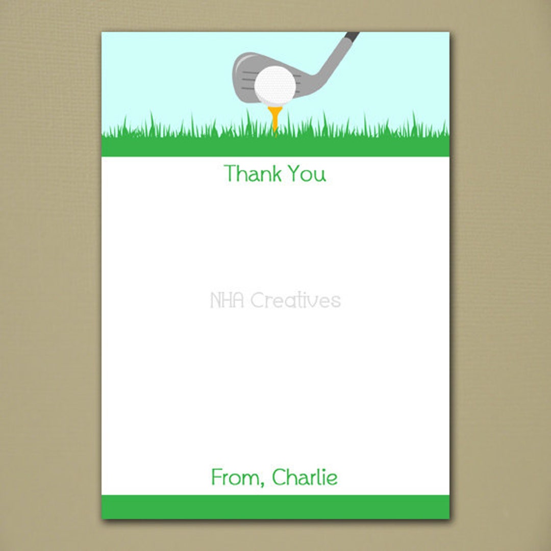 Personalized Golf Thank You Note - 5x7" Flat Card - Personalized DIY ...