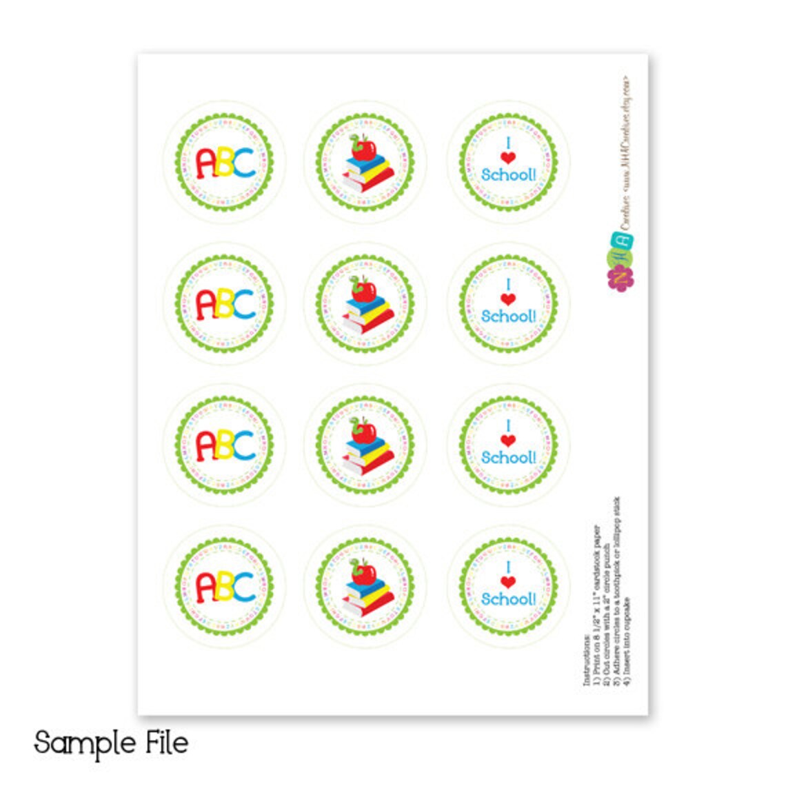 Back to School Themed Cupcake Toppers - Bookworm - DIY Printable ...