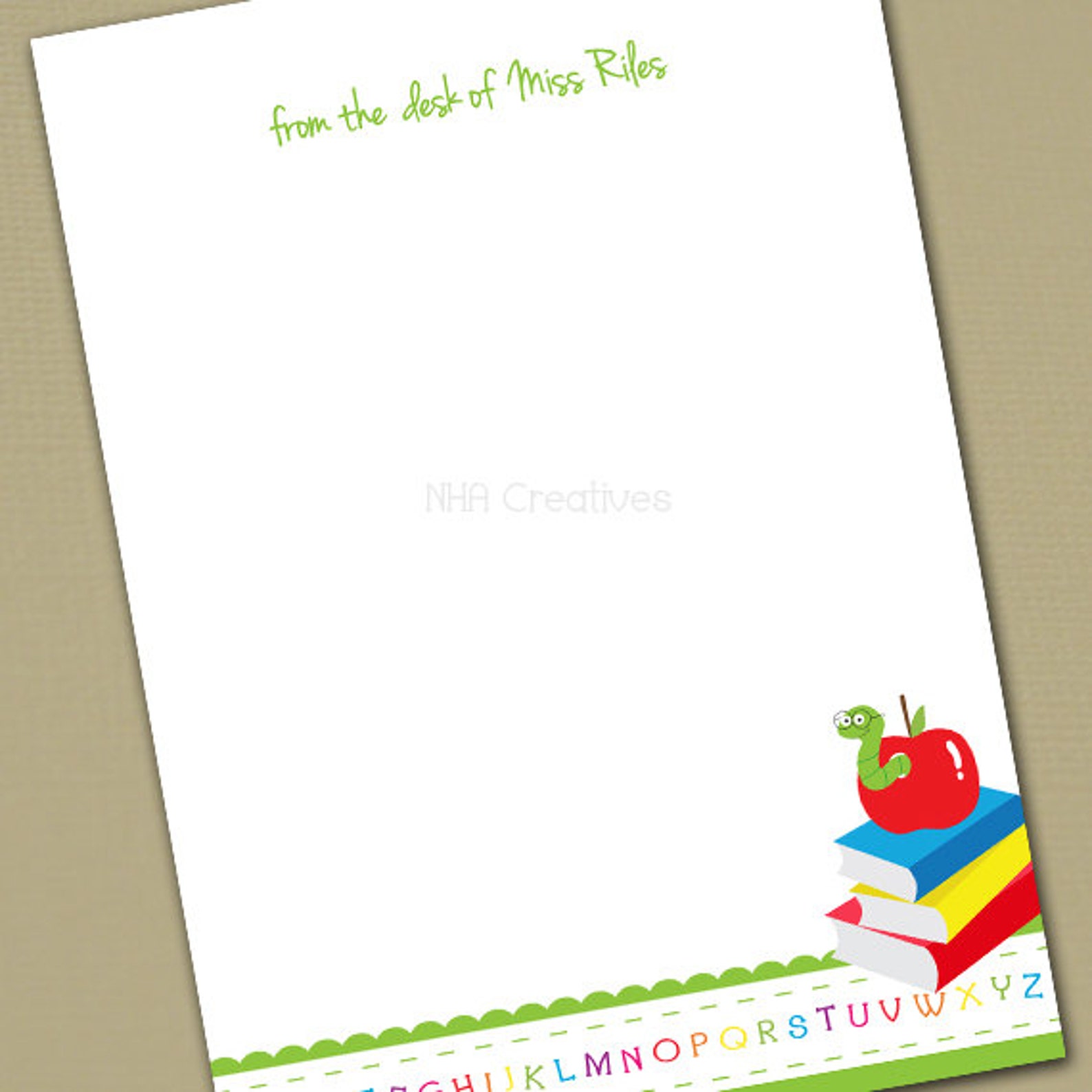 School Themed Note Card 5x7 Flat Card Personalized | Etsy