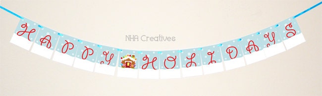 Christmas Banner Happy Holidays with Gingerbread House and | Etsy