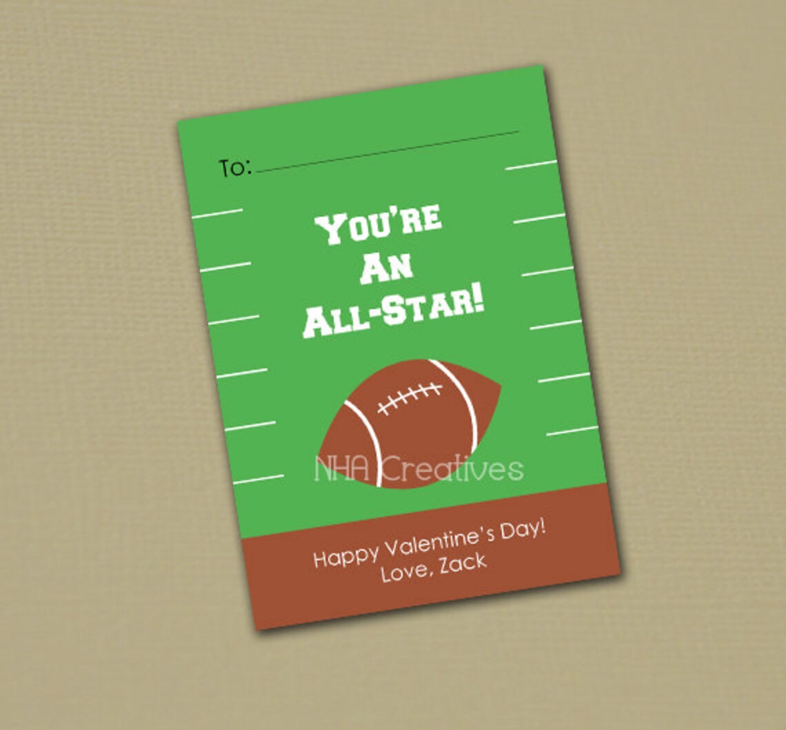 Personalized Sports Valentine's Day Cards Soccer - Etsy